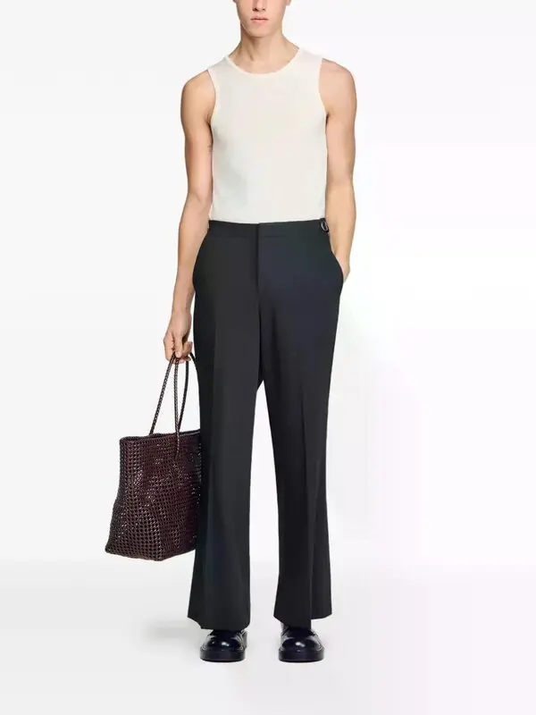 Sandro Wide-leg Wool Trousers With Buckles