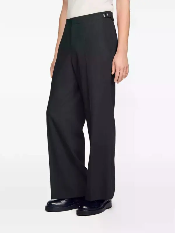 Sandro Wide-leg Wool Trousers With Buckles