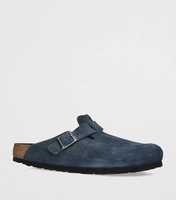 BIRKENSTOCK Suede Boston Clogs - Navy