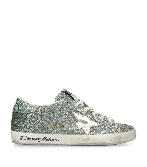 GOLDEN GOOSE Glitter Super Star Sneakers - Silver