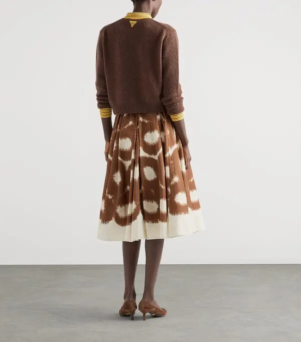Prada Cotton Printed Midi Skirt - Brown