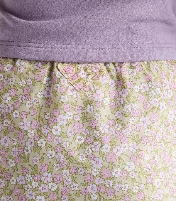 Prada Re-nylon Floral Midi Skirt With Lace Trims - Pink