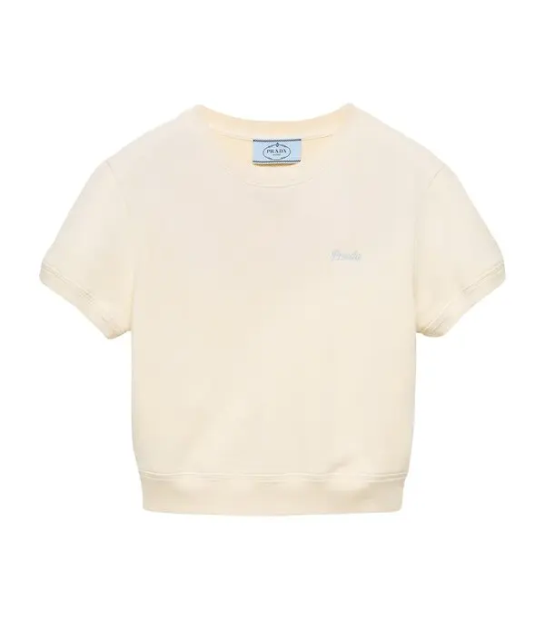 Prada Cotton Fleece Cropped T-shirt