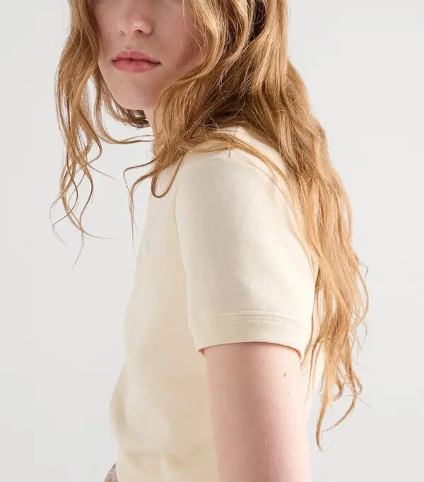 Prada Cotton Fleece Cropped T-shirt