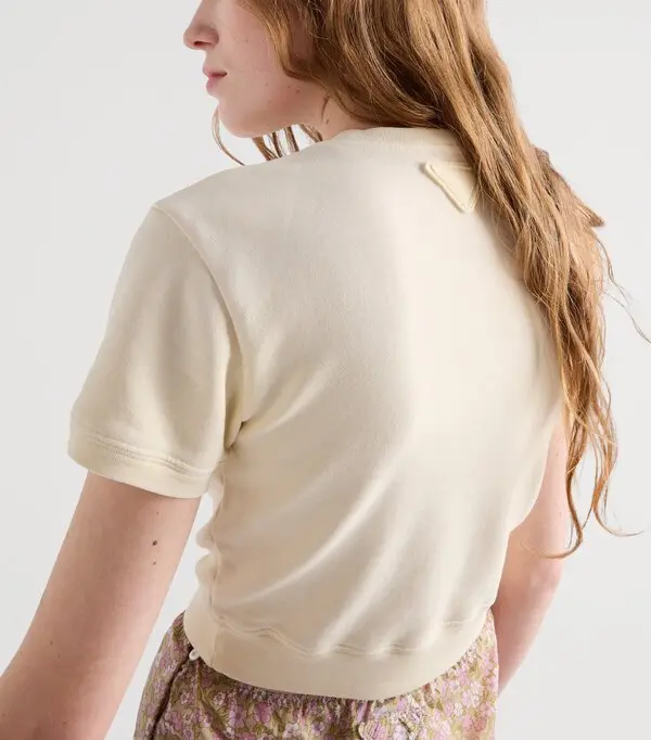 Prada Cotton Fleece Cropped T-shirt