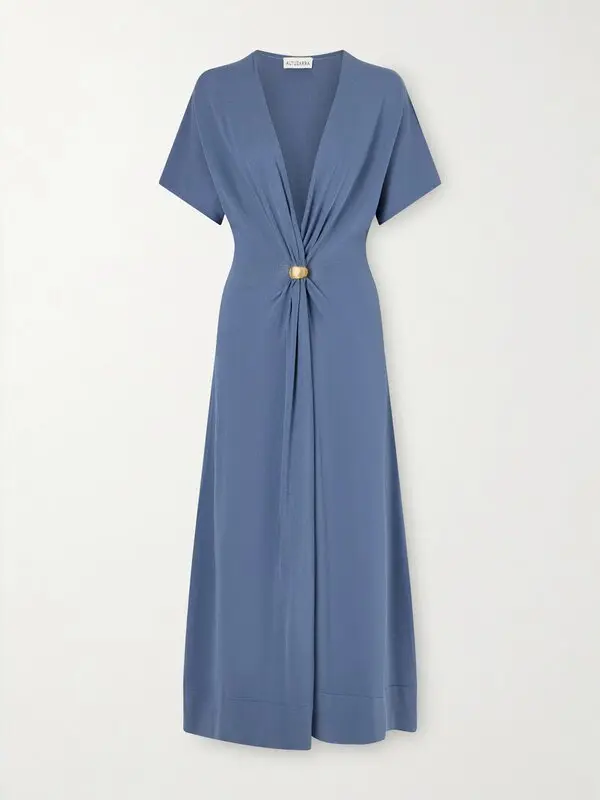 Altuzarra Rena Embellished Gathered Jersey Maxi Dress - Blue