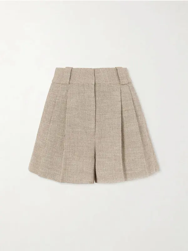 BLAZÉ MILANO Marina Selle Pleated Ribbed Cotton-blend Shorts