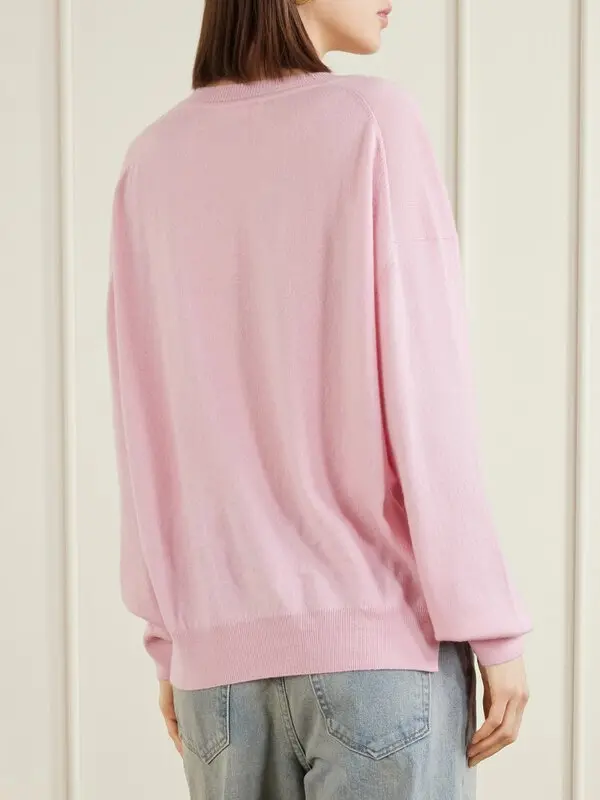 Daughter Tahra Cashmere And Cotton-blend V-neck Sweater - Pink