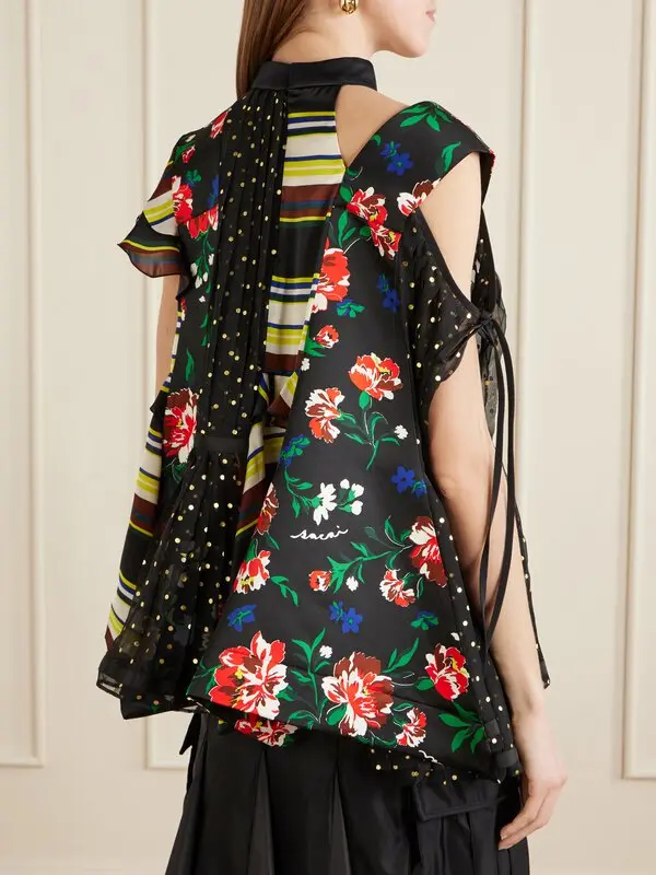 Sacai Pattern Mix Printed Ruffled Blouse