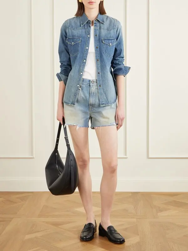 R13 X-bf Frayed Denim Shorts