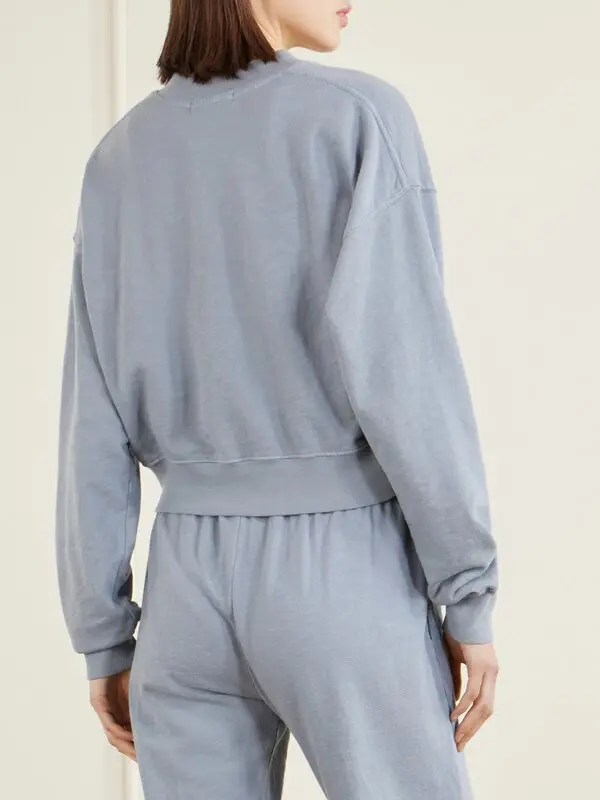Eterne Embroidered Cotton-jersey V-neck Sweater - Blue
