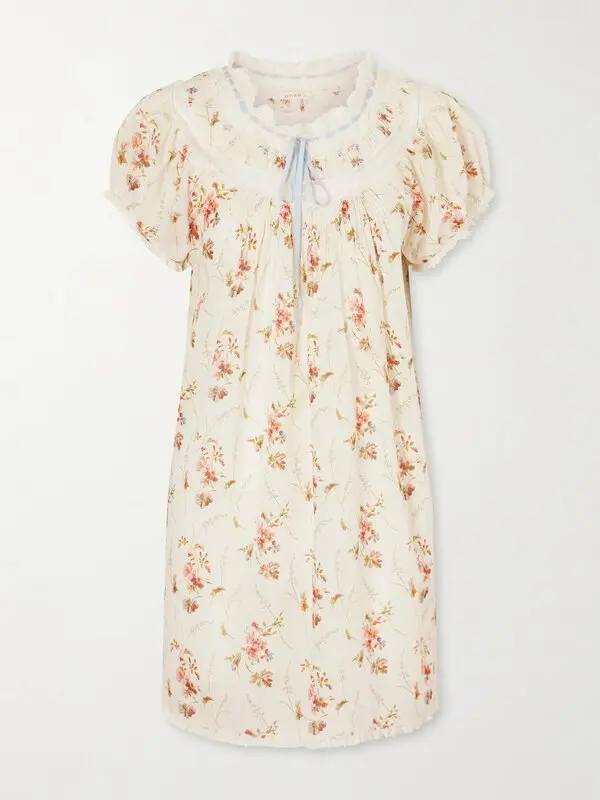 DÔEN Daphne Floral-print Organic Cotton-voile Mini Dress - Multi