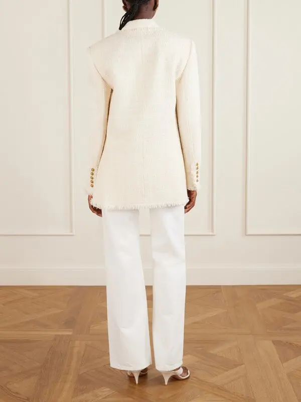 Balmain Double-breasted Tweed Blazer - Neutrals