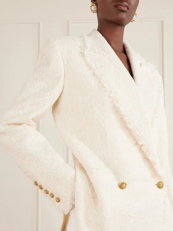 Balmain Double-breasted Tweed Blazer - Neutrals