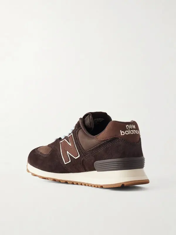 NEW BALANCE 574' Lace-up Suede And Leather Trimmed Sneakers - Brown