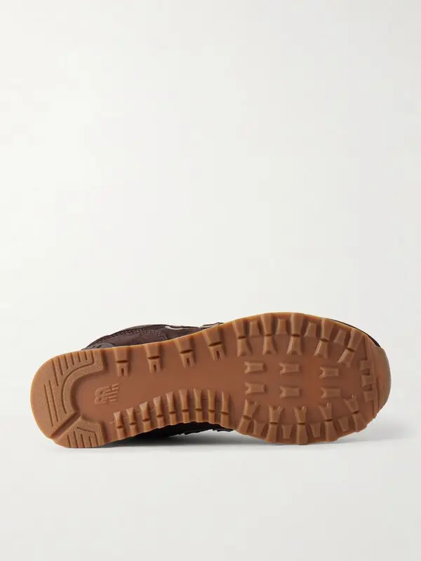 NEW BALANCE 574' Lace-up Suede And Leather Trimmed Sneakers - Brown