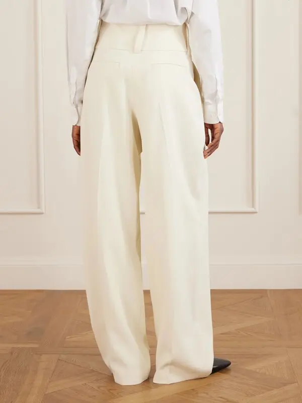 Sportmax Pleated Woven Wide-leg Trousers - Neutrals