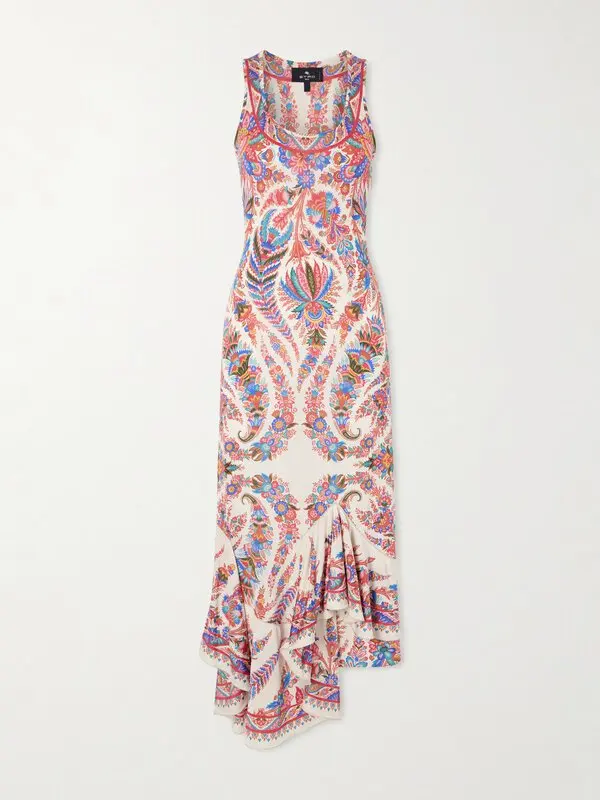 Etro Cut-out Paisley-print Satin-jersey Midi Dress - Multi