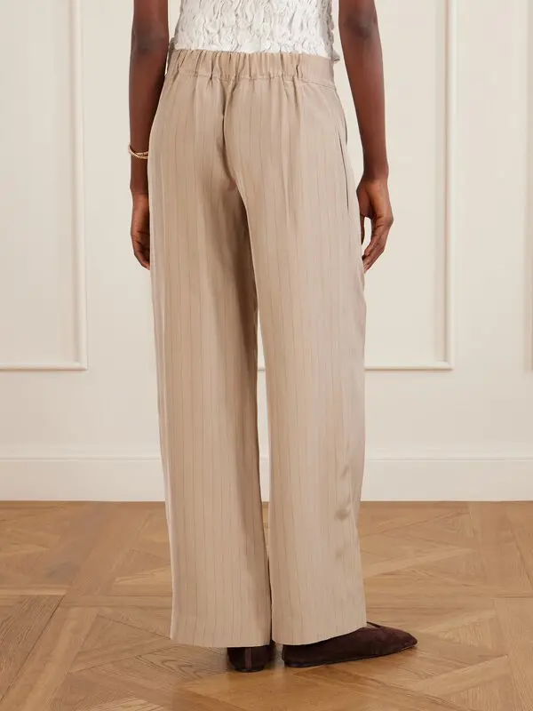 LIBEROWE Pinstriped Satin Wide-leg Trousers
