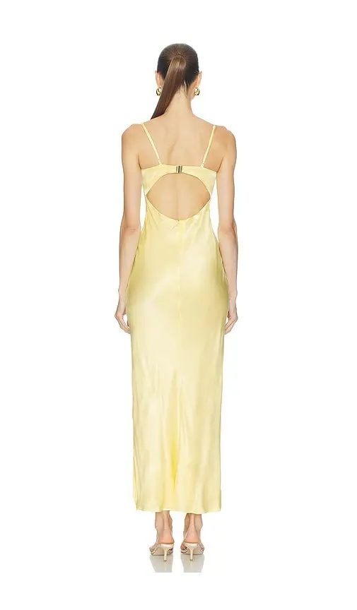Bardot Devin Satin Maxi Dress - Lemon