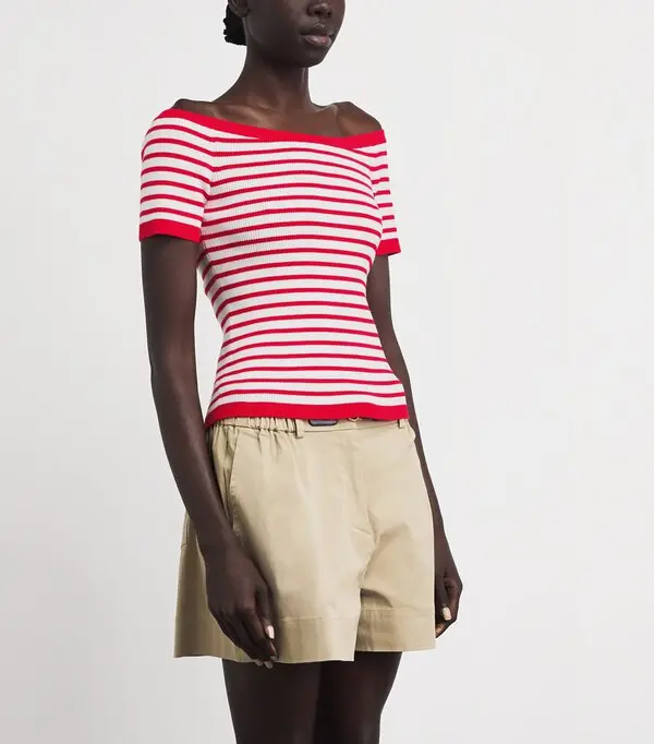 Maje Striped Rib-knit Boatneck Top