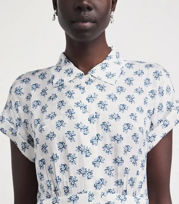 Maje Floral Print Midi Dress - Blue