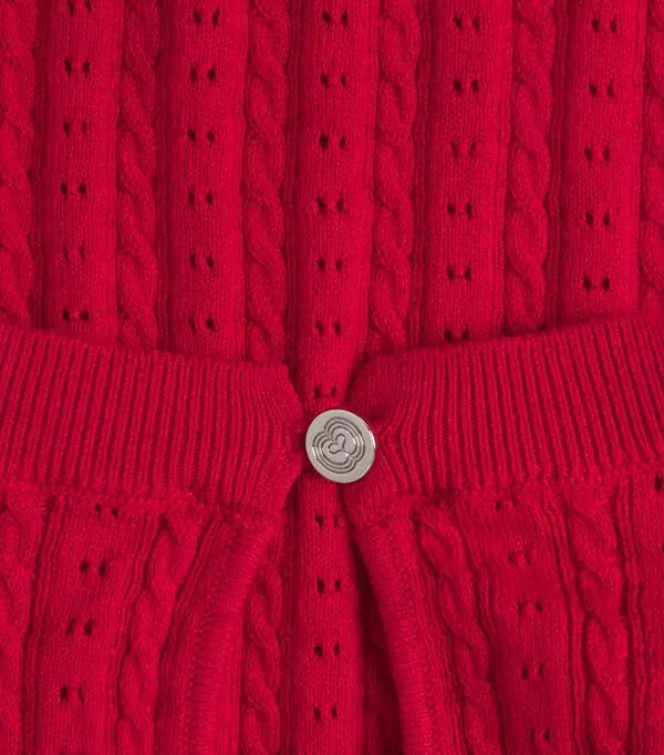 Maje Cotton-blend Cable Knit Sweater With Pointelle Detailing