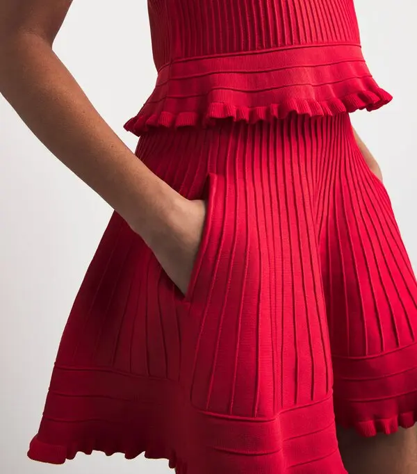 Maje Knitted Skater Mini Skirt With Frill Hem