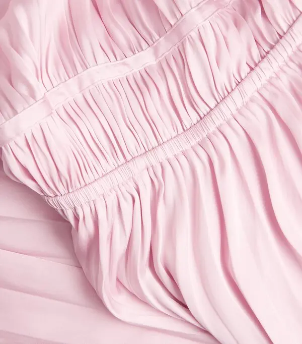 Maje Pleated Satin Halterneck Maxi Dress - Pink