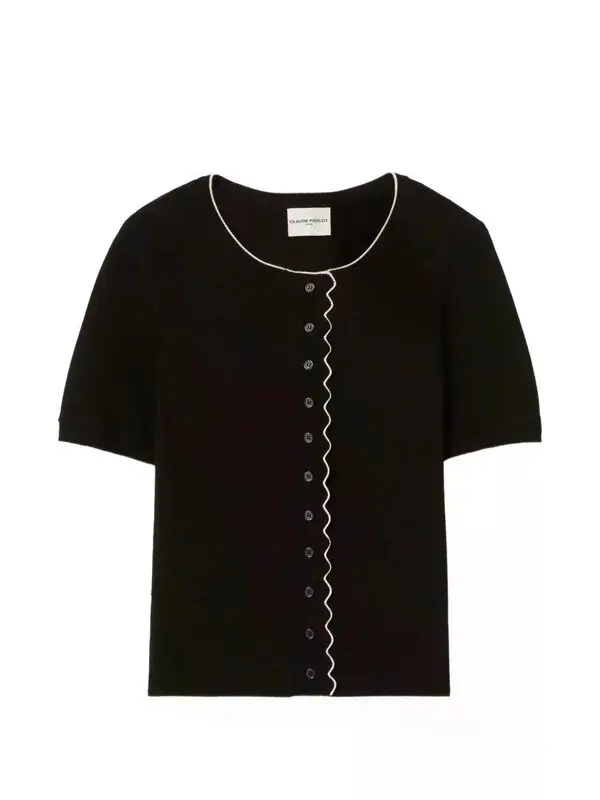 Claudie Pierlot Buttoned Wavy-trim Cardigan