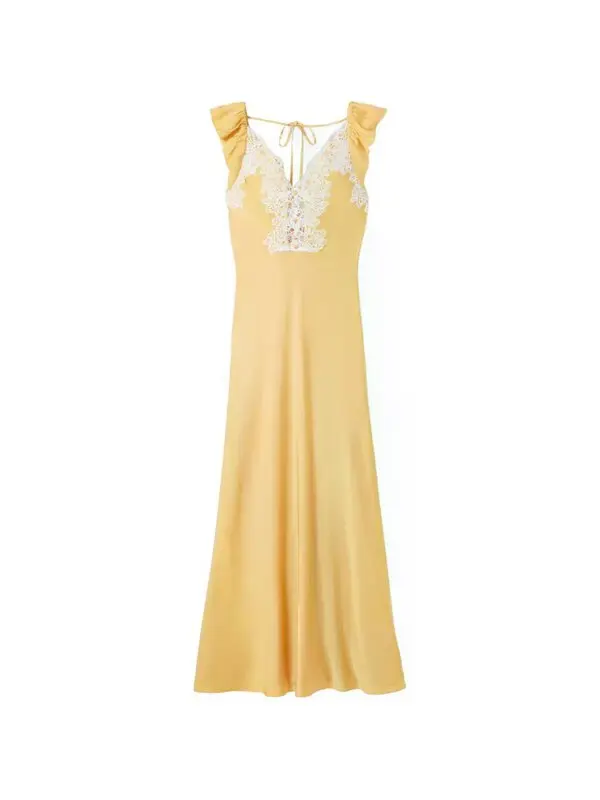 Claudie Pierlot Lace-trim Ruffled Dress - Yellow