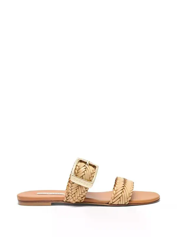 Casadei Kenya Woven Buckle Flat Sandals - Neutrals