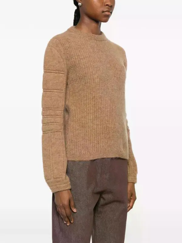 Max Mara Smirne Ribbed Knit Crew Neck Long Sleeve Sweater