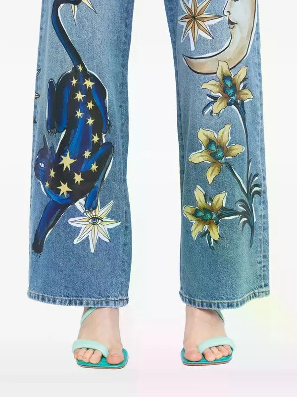 Farm Rio Graphic Print Wide-leg Jeans