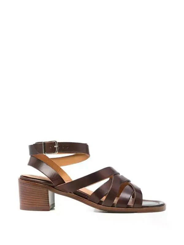 LA BOTTEGA DI LISA Strappy Block Heel Sandals - Brown