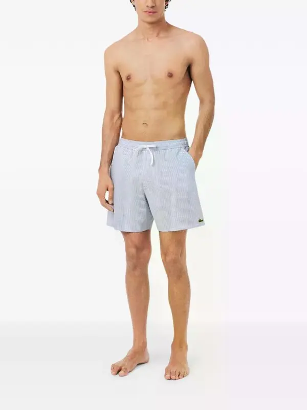 Lacoste Striped Drawstring Swim Shorts - Blue