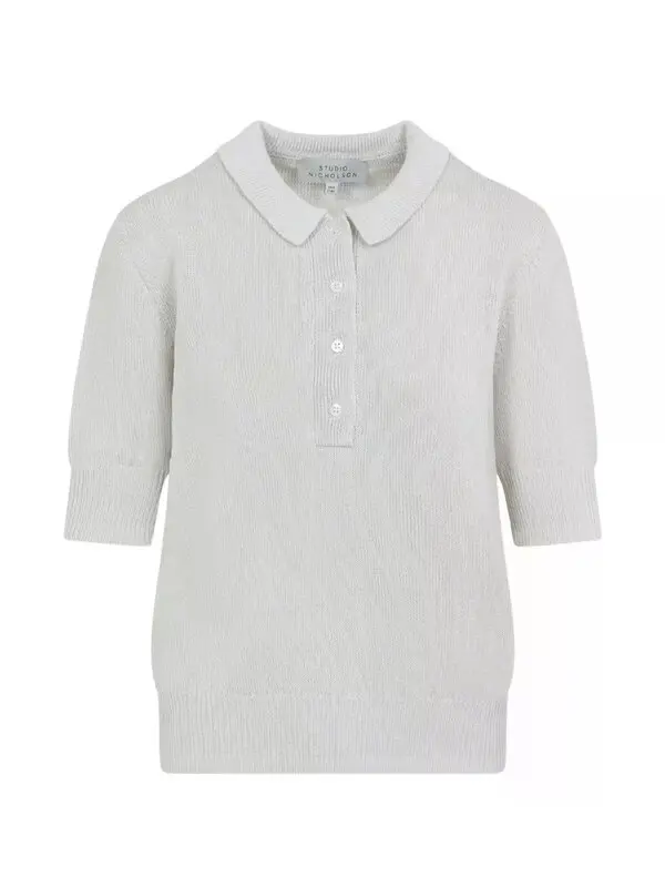 Studio Nicholson Ribbed-knit Polo Shirt - Grey