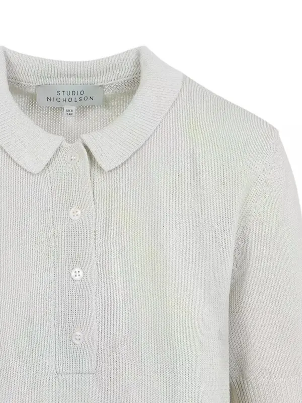 Studio Nicholson Ribbed-knit Polo Shirt - Grey
