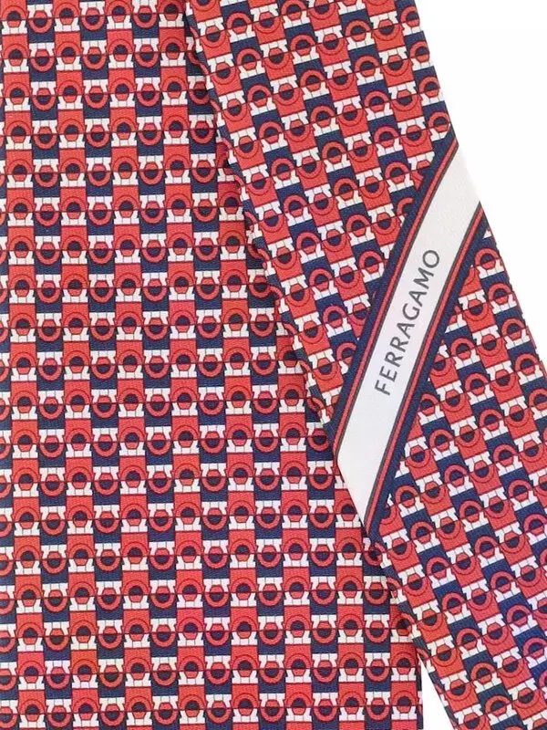 FERRAGAMO Geometric Diagonal Stripe Silk Neck Tie - Red