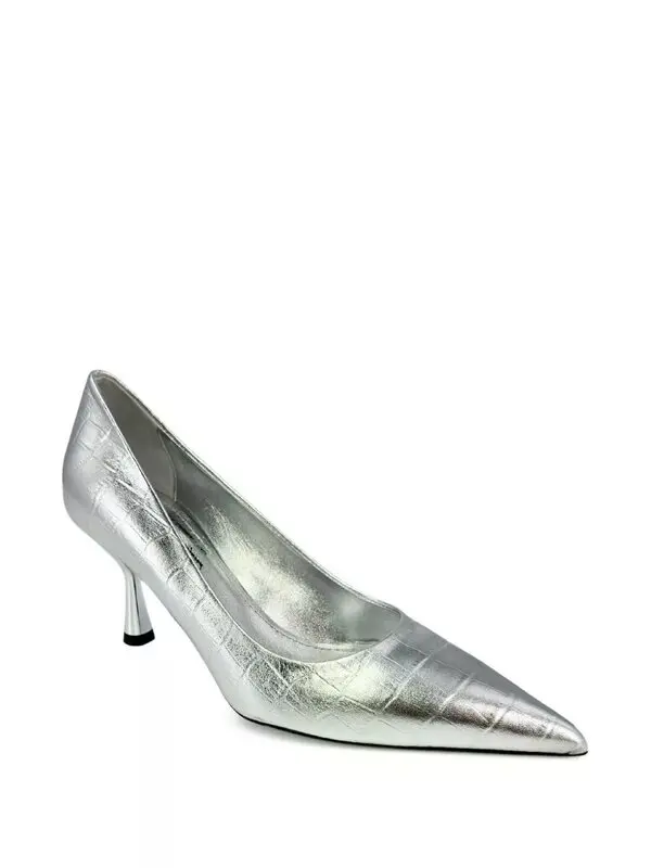 MADISON MAISON Annucia Croc-effect Leather Pumps - Silver