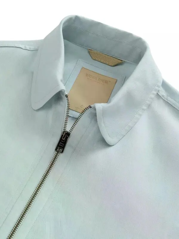 Woolrich Linen-blend Zip-up Jacket With Drawstring Waist - Blue