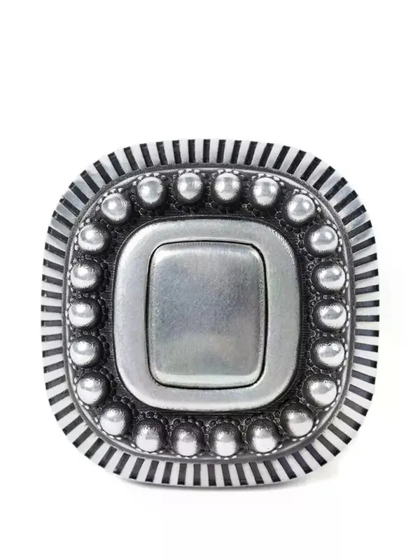 ANN DEMEULEMEESTER Tone Textured Square Detail Ring - Silver