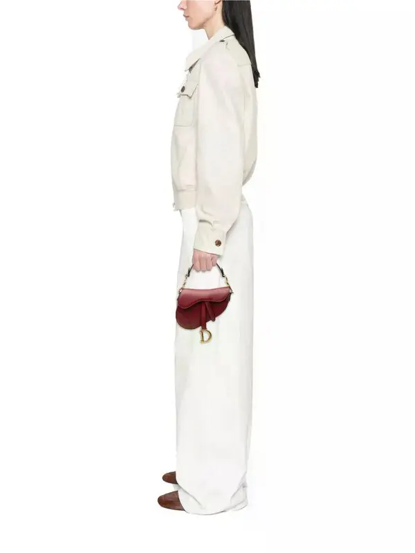 Dior Grained Calfskin Saddle Bag Satchel - Red