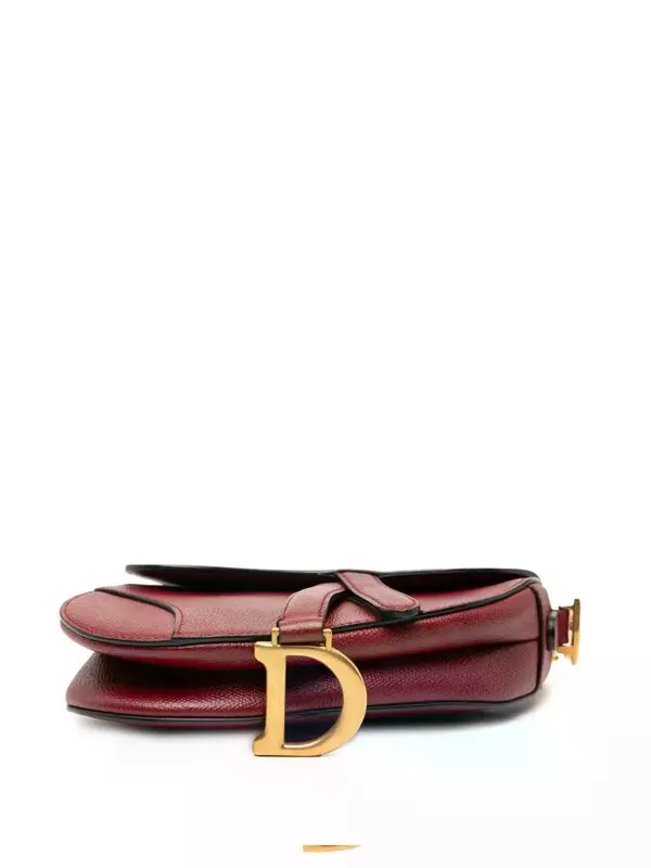Dior Grained Calfskin Saddle Bag Satchel - Red