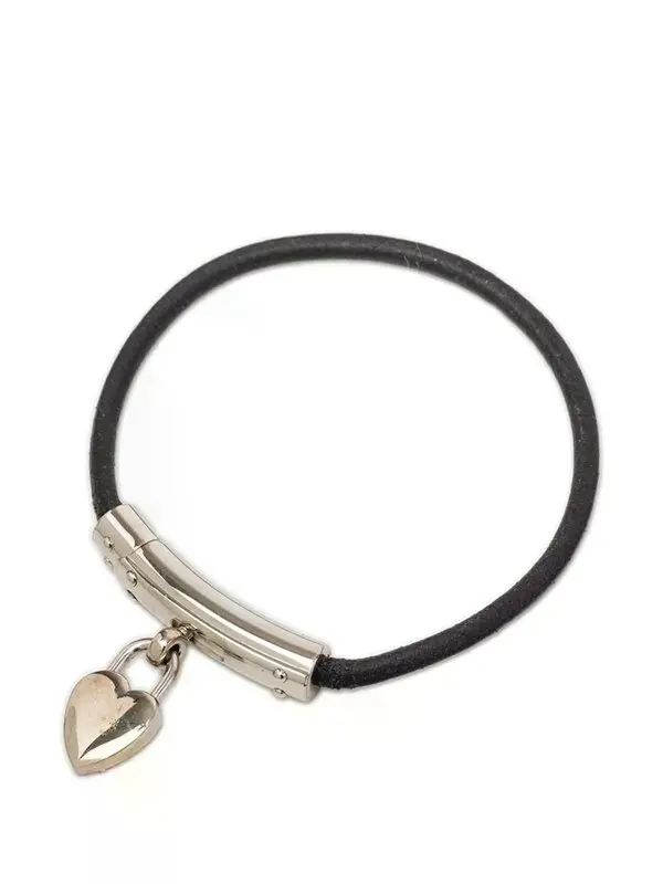 Hermès Leather Cadena Heart Charm Bracelet