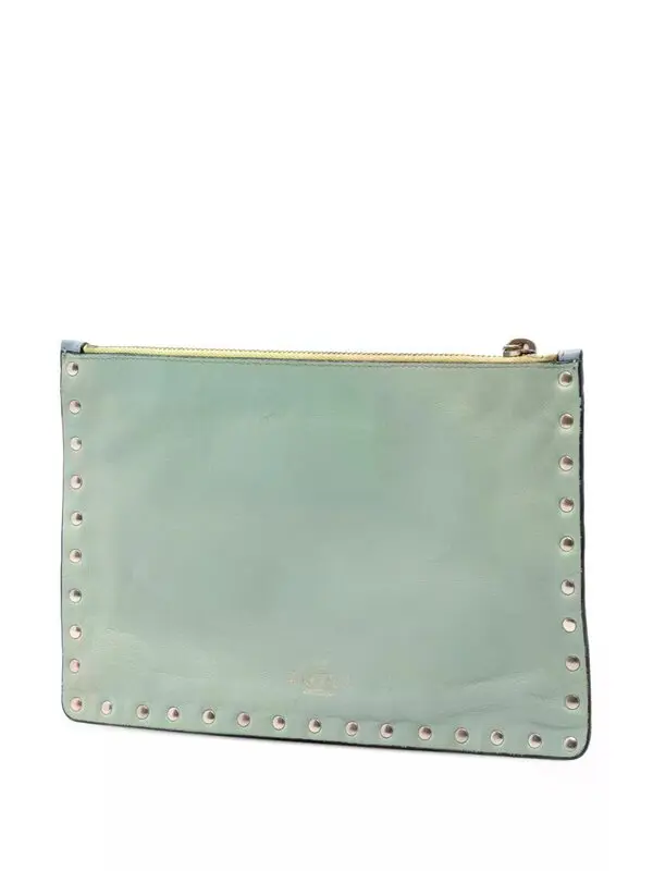 Valentino Garavani 2000-2017 Bicolor Leather Rockstud Clutch