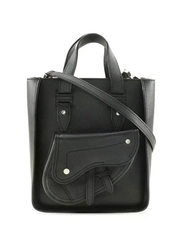 Dior 2010-2016 Mini Grained Calfskin Saddle Tote Satchel - Black