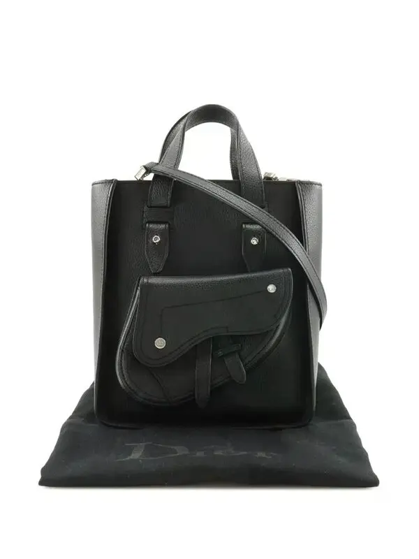 Dior Grained Calfskin Saddle Tote Satchel
