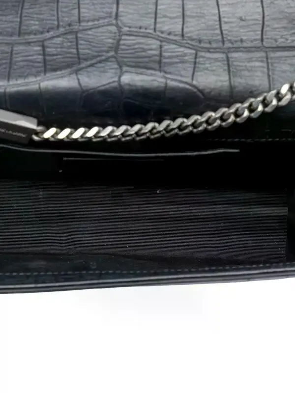 Saint Laurent Medium Croc Embossed Leather Kate Tassel Crossbody Bag