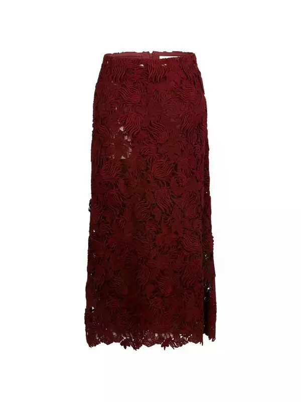 Valentino Garavani Floral-lace Midi Skirt - Red